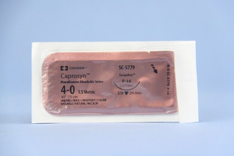 Medtronic Caprosyn 30 inch 3/8 Circle Size 4-0 P-14 Monofilament ...