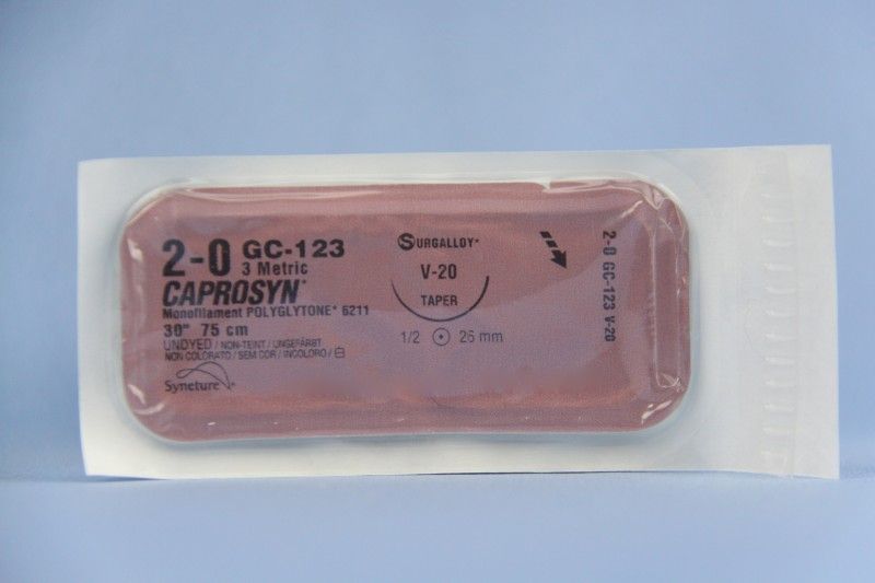 Medtronic Caprosyn 30 inch 1/2 Circle Size 2-0 V-20 Monofilament ...