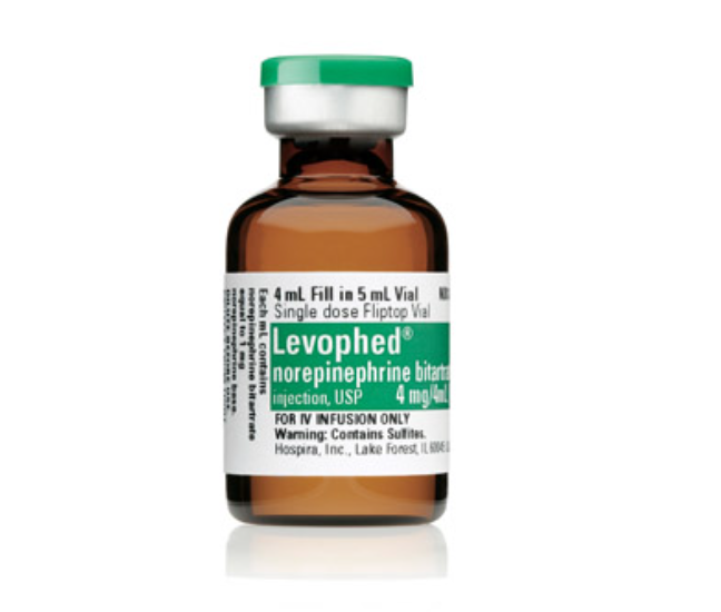Levophed (Norepinephrine Bitartrate Injection, USP), 1 mg/ml, 4 ml Vial ...